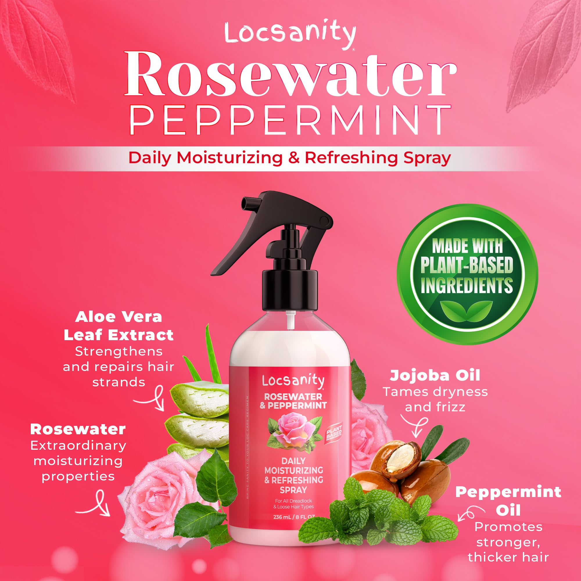 Rosewater and Peppermint Daily Moisturizing/Refreshing Spray – Locsanity